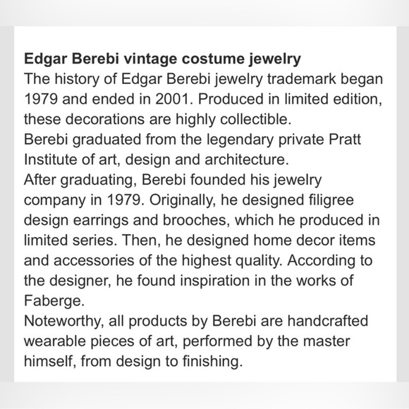 Edgar Berebi | Jewelry | Edgar Berebi 99s Unworn Broach Pin Lady Of The ...